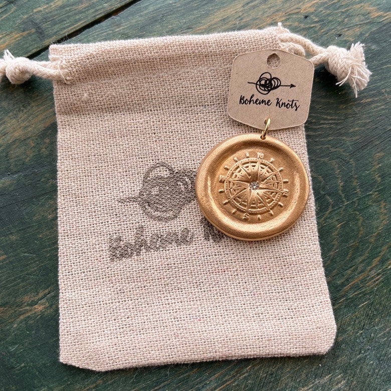 Compass, Bronze Compass Wax Seal Stamp Pendant, Metal Clay Jewelry - Etsy