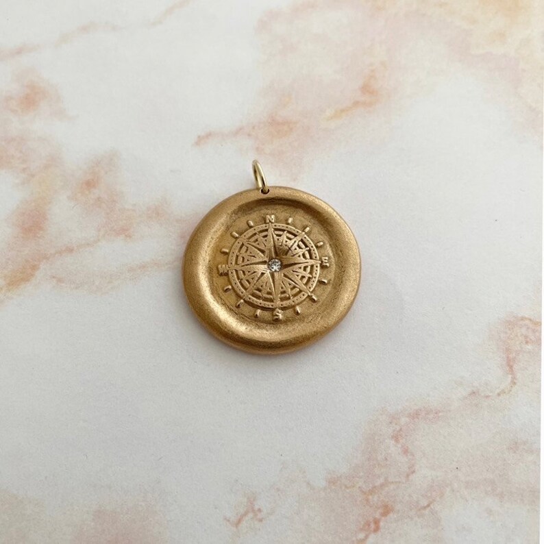 Compass, Bronze Compass Wax Seal Stamp Pendant, Metal Clay Jewelry - Etsy