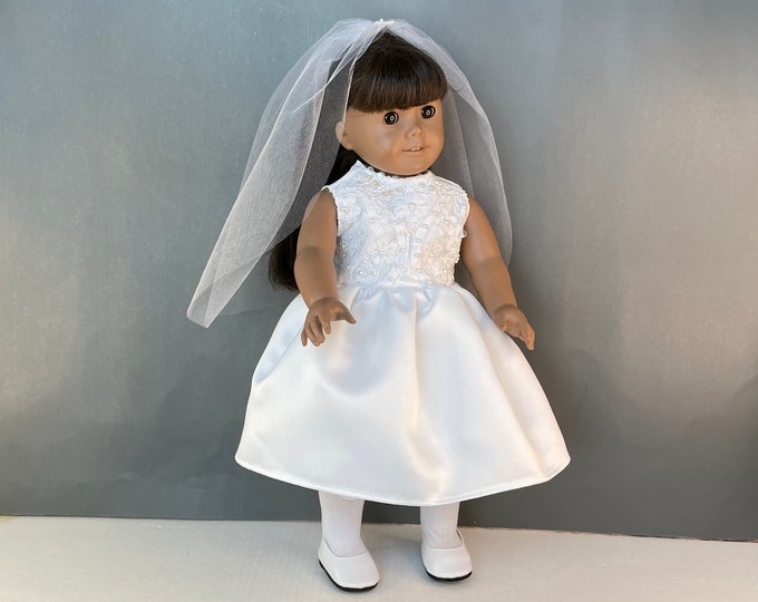 First Communion Dress With Veil, Shoes, and Tights. Doll Clothes for ...