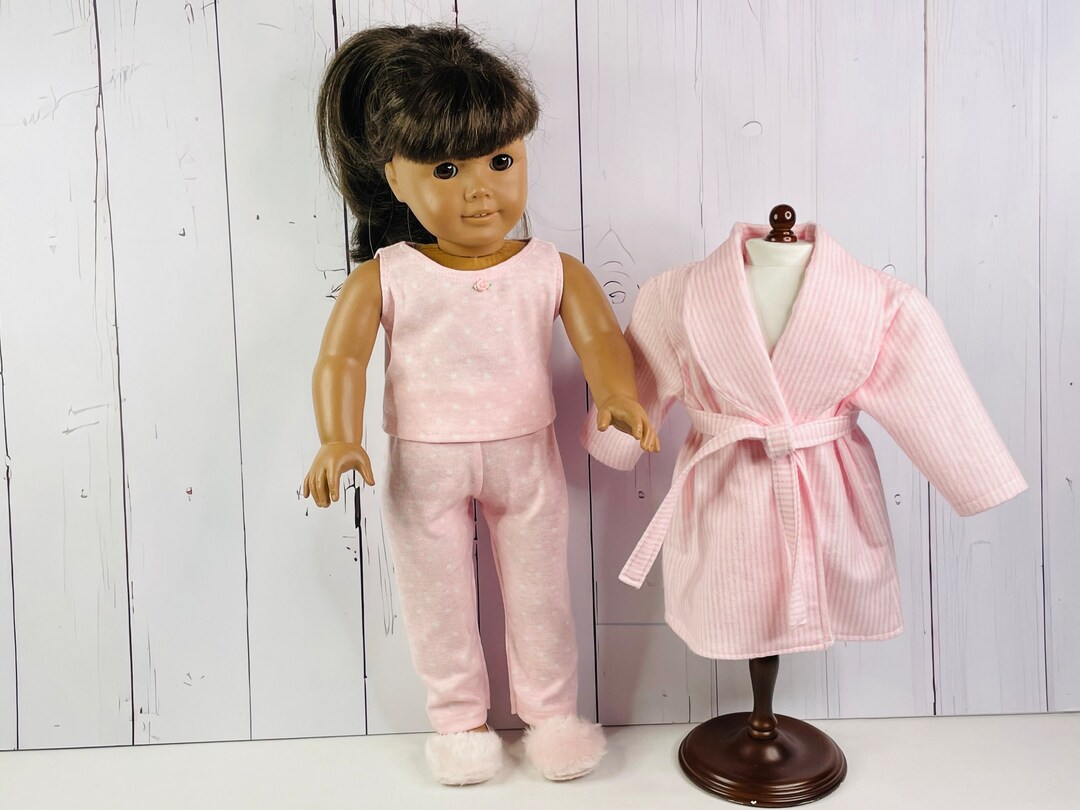Pink With White Dots Pj’s, Bathrobe, and Slippers Doll Clothes for Most ...