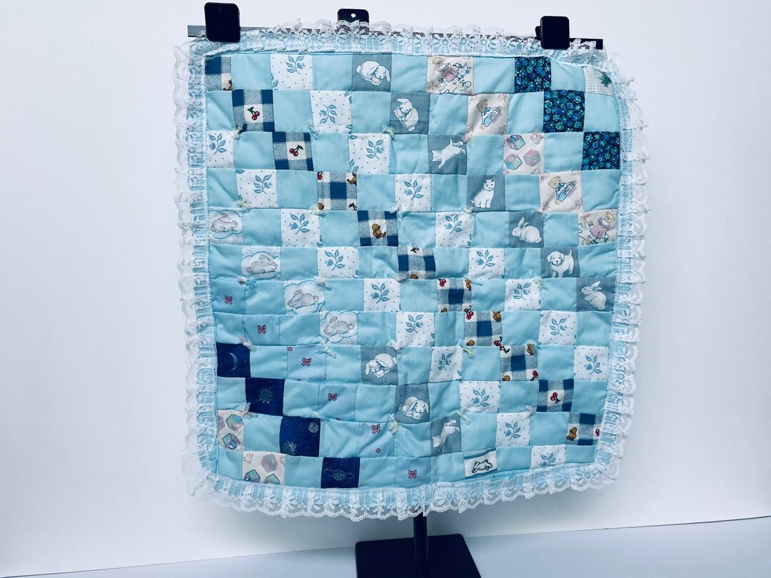 Handmade Light Blue Doll Quilt: Vintage Patchwork Bedding - Etsy
