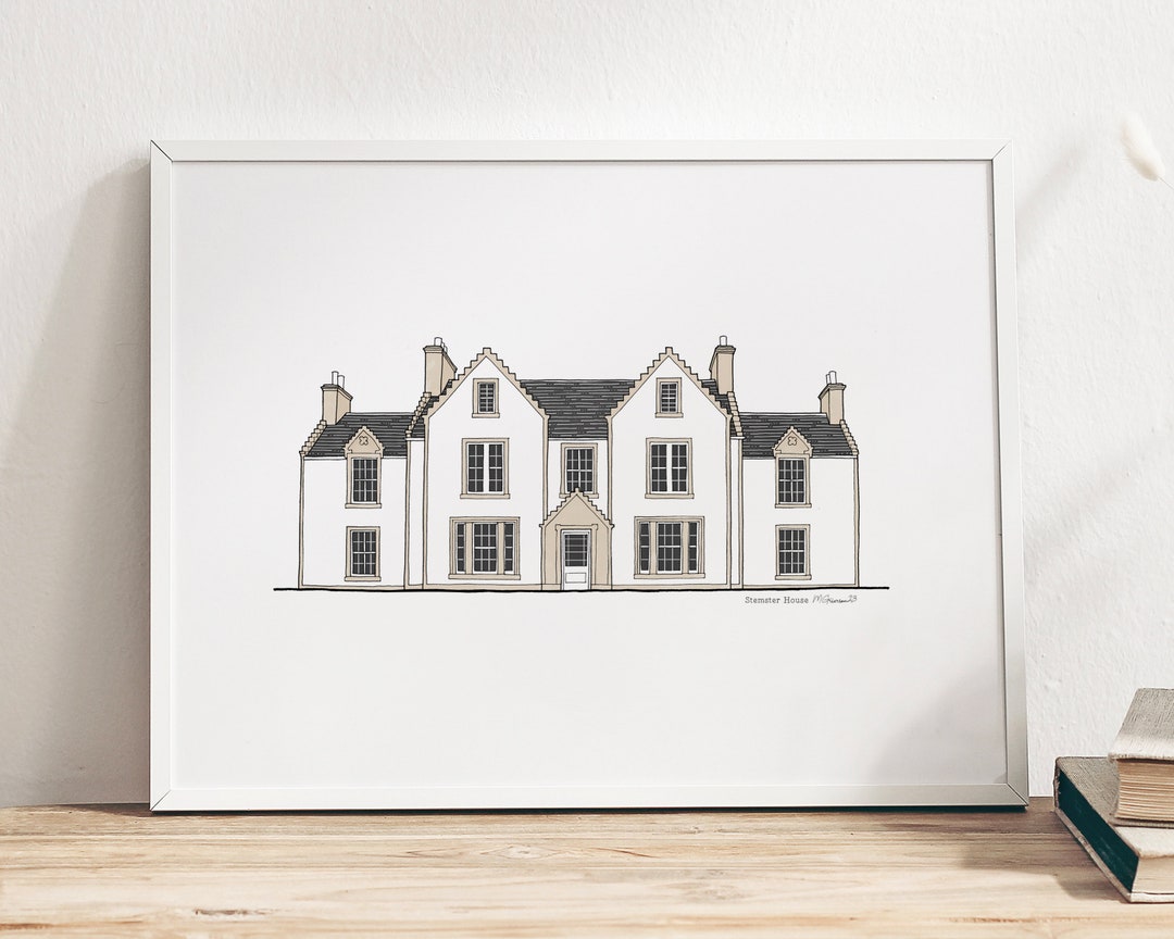 Stemster House Illustrated Portrait Halkirk, Caithness Scottish Wedding Venue Art Print A4 & A3 ...