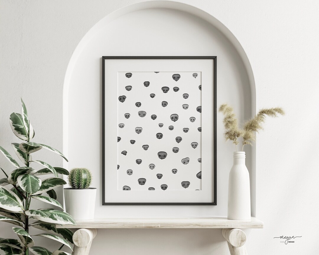 Illustrated Dog Noses Art Print | A Selection of Monochrome Boops ...