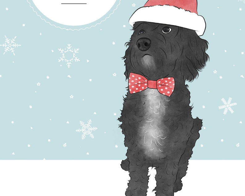 Black Cockapoo Christmas Art Print Festive Dog Illustrated - Etsy UK