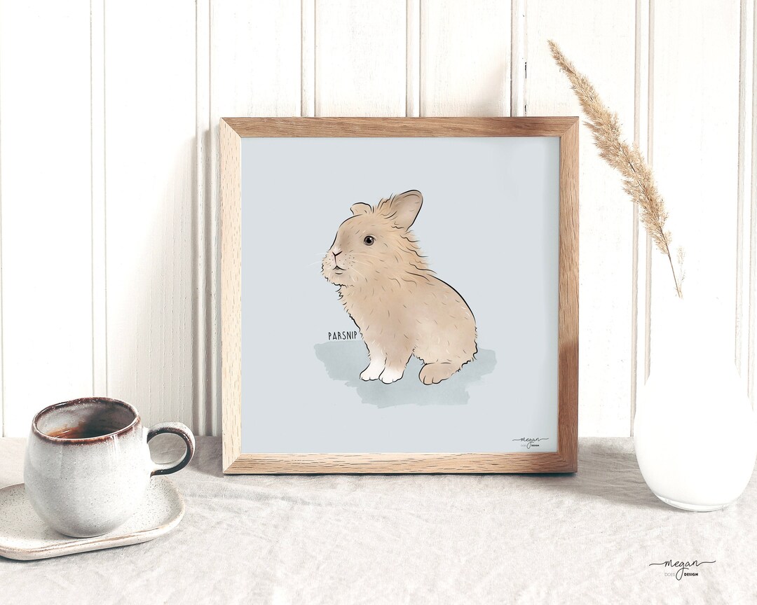 Custom Rabbit Portrait Commission Illustrated Bunny Art Print Gift ...