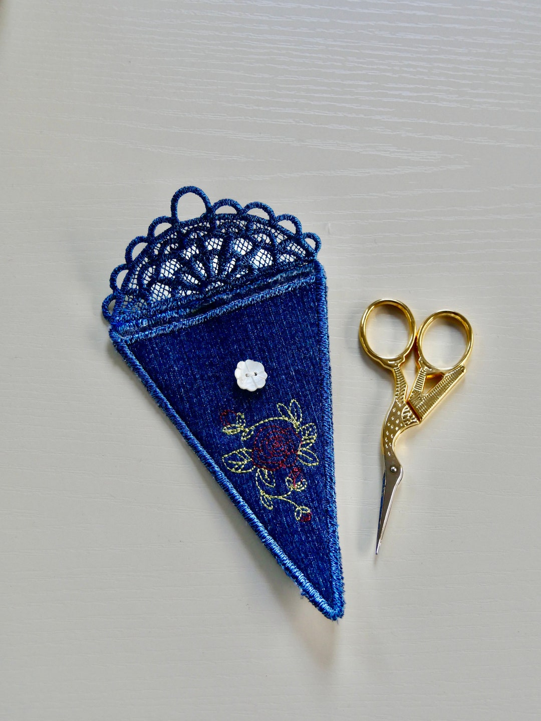 Embroidered Scissors Case Holder 12 X 8cm - With Lace Flap. for Your ...