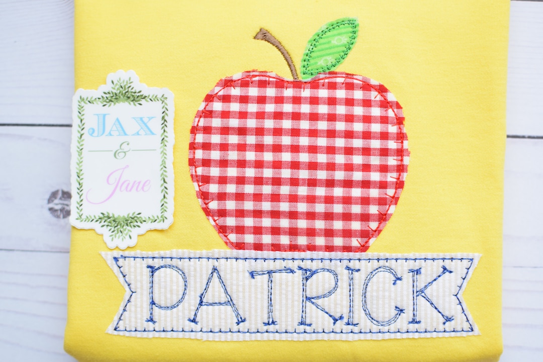 Apple Banner Applique Design, Back to School Embroidery (digital File ...