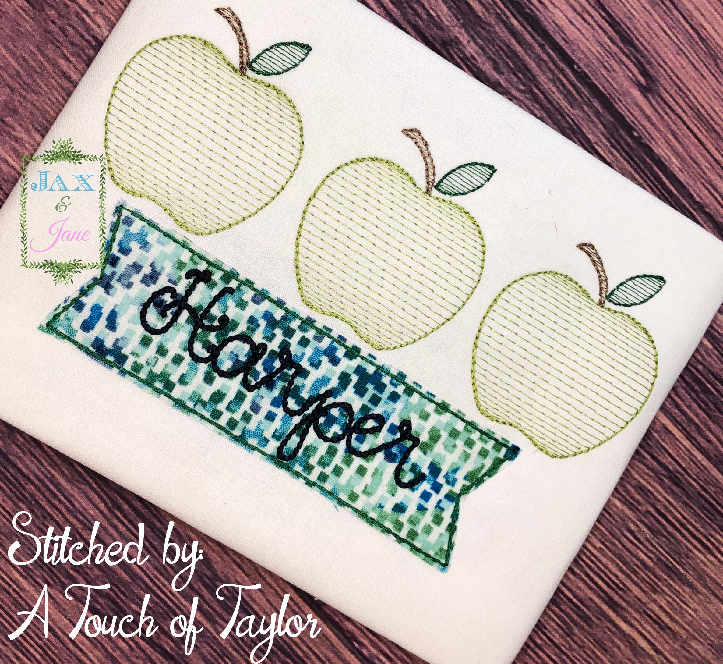 Apple Embroidery Design Machine Embroidery Apple Sketch | Etsy