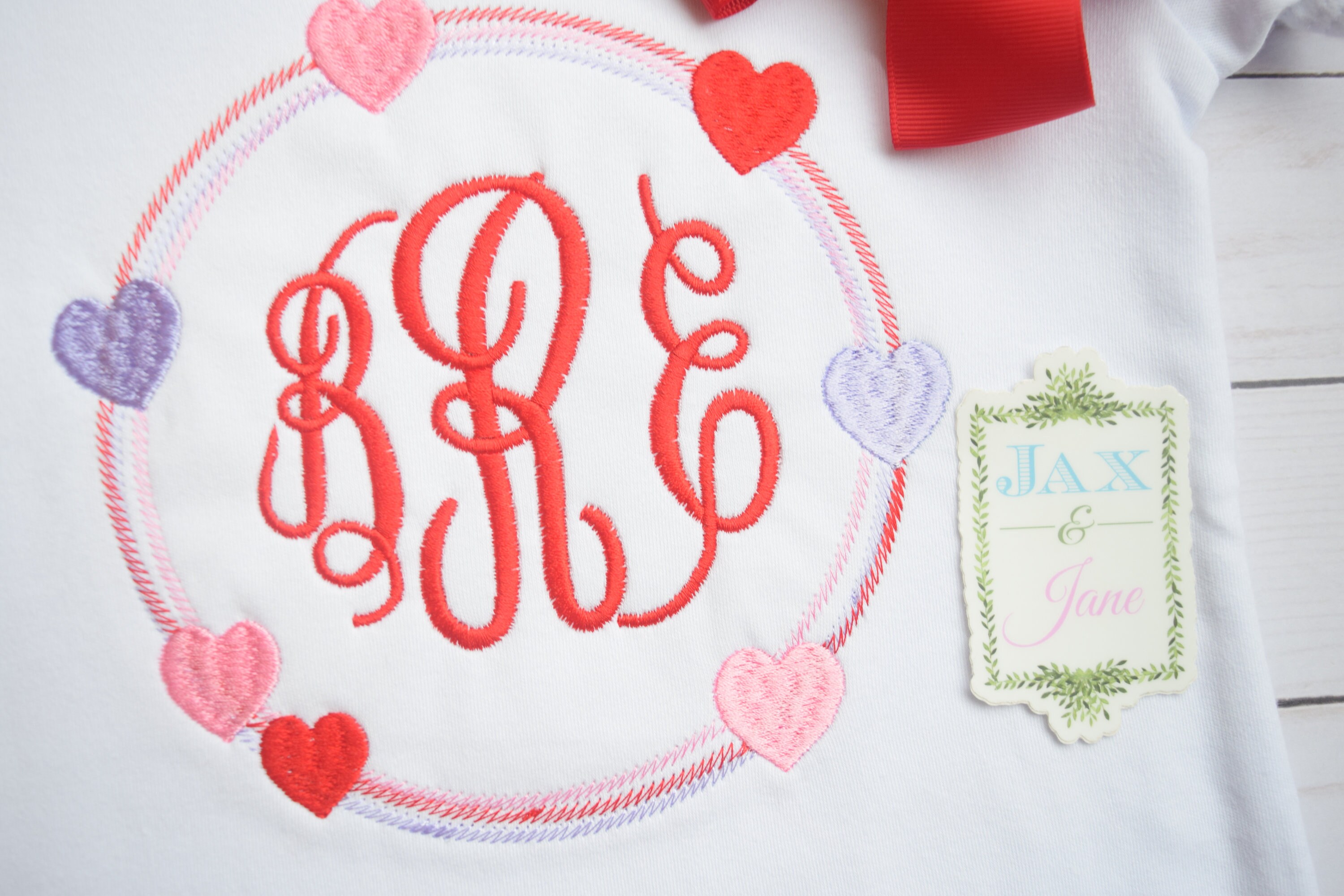 Valentine Embroidery Heart Circle Frame Heart Circle Monogram | Etsy