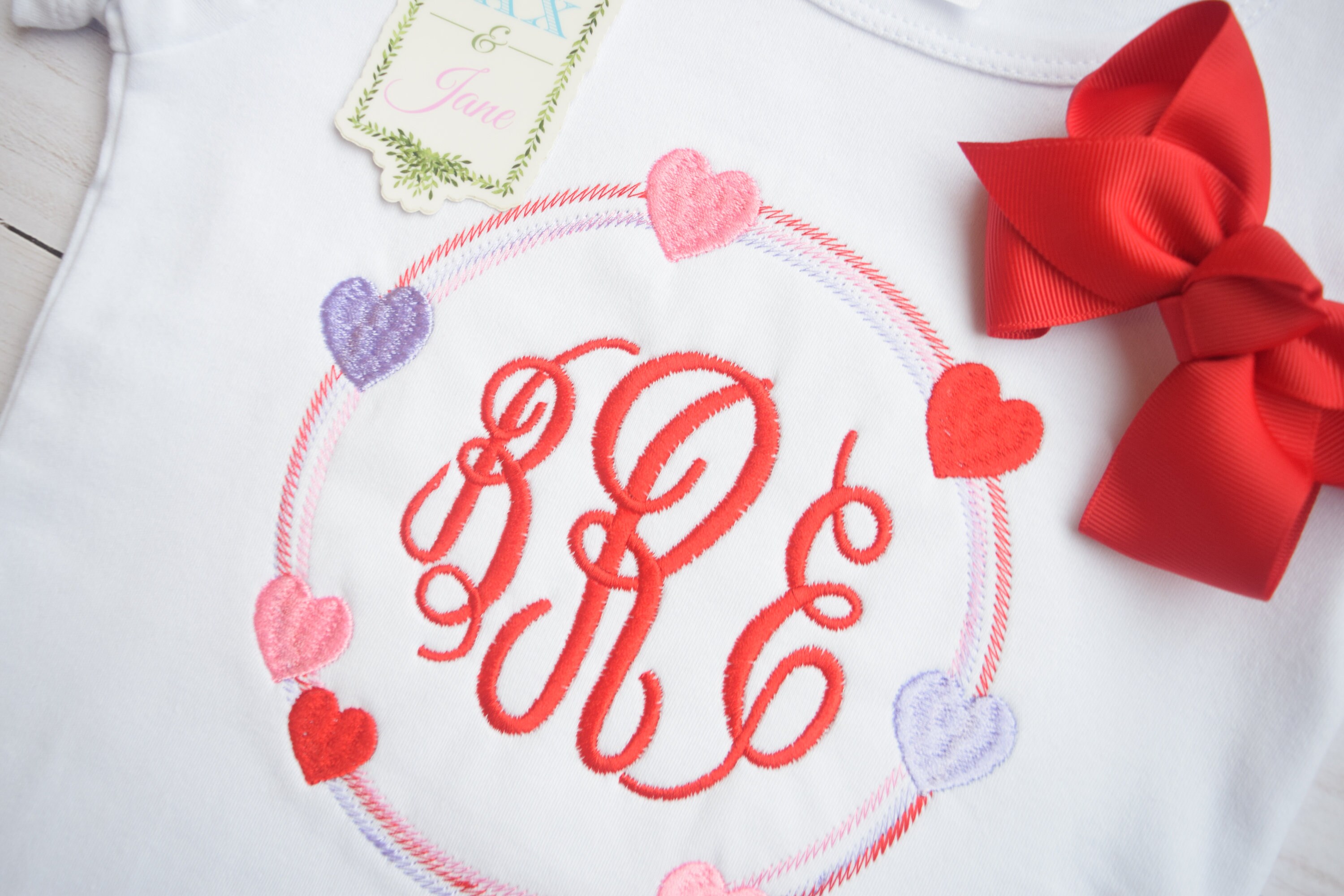 Valentine Embroidery Heart Circle Frame Heart Circle Monogram | Etsy