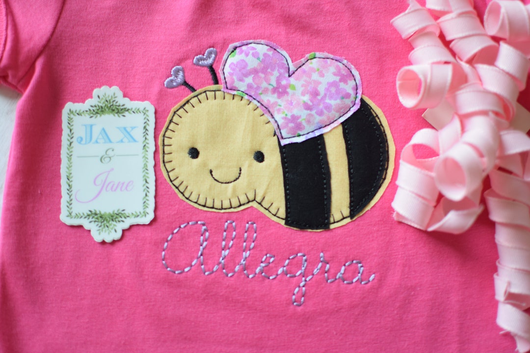 Girls Bee Applique Design, Bee Applique, Bee Embroidery Design, Girl ...