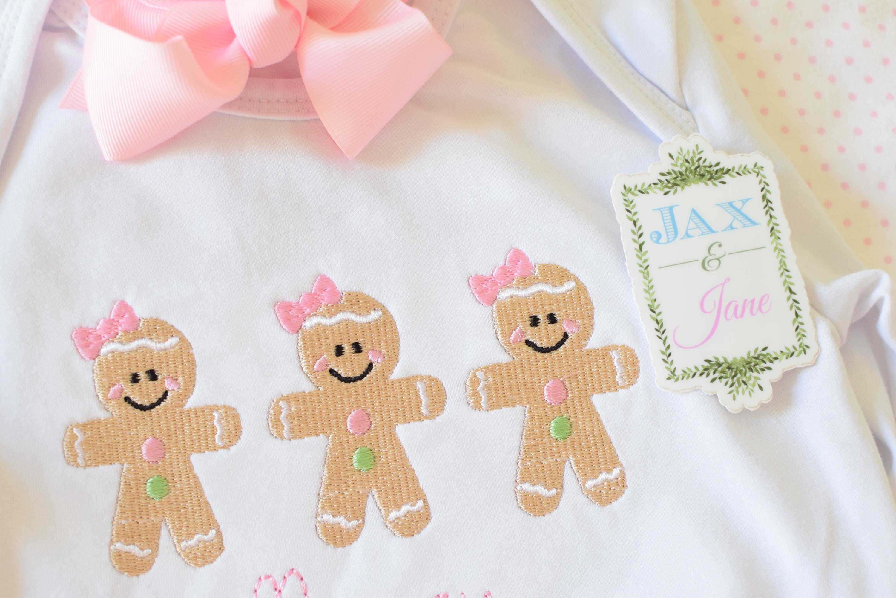3 in a Row Sketch Girl Gingerbread Embroidery, Christmas Girl ...