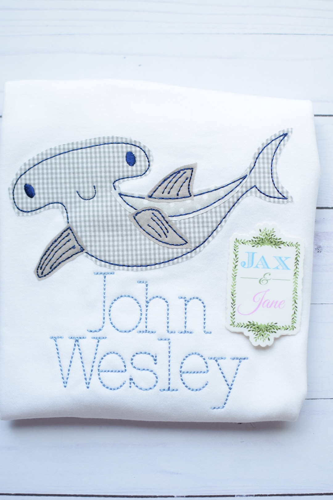 Hammerhead Shark Applique Design, Bean Stitch Embroidery (digital ...
