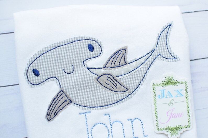 Hammerhead Shark Applique Design, Bean Stitch Embroidery (digital ...