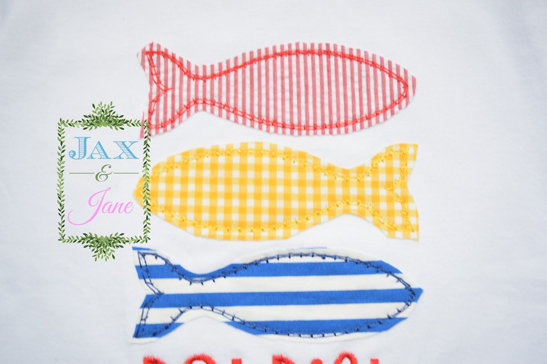 Fish Applique Design, 3 Fish Applique Design, Summer Fish Applique ...