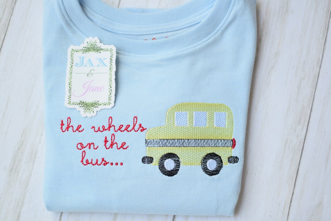 School Bus Embroidery Design, Back to School Embroidery Design, Wheels ...