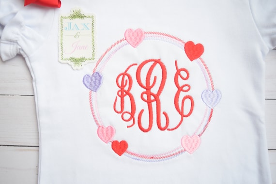 Valentine Embroidery Heart Circle Frame Heart Circle Monogram | Etsy