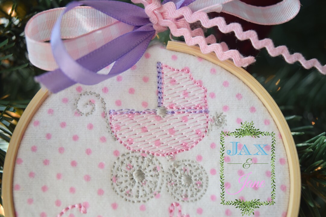 Baby Carriage Embroidery Design, Baby Stroller Embroidery Design, Baby ...