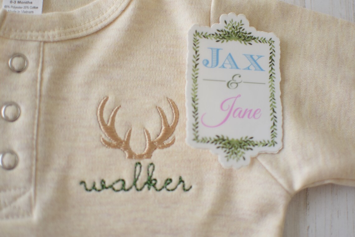 Filled Mini Antler Monogram Embroidery Design Frame Mini Deer - Etsy