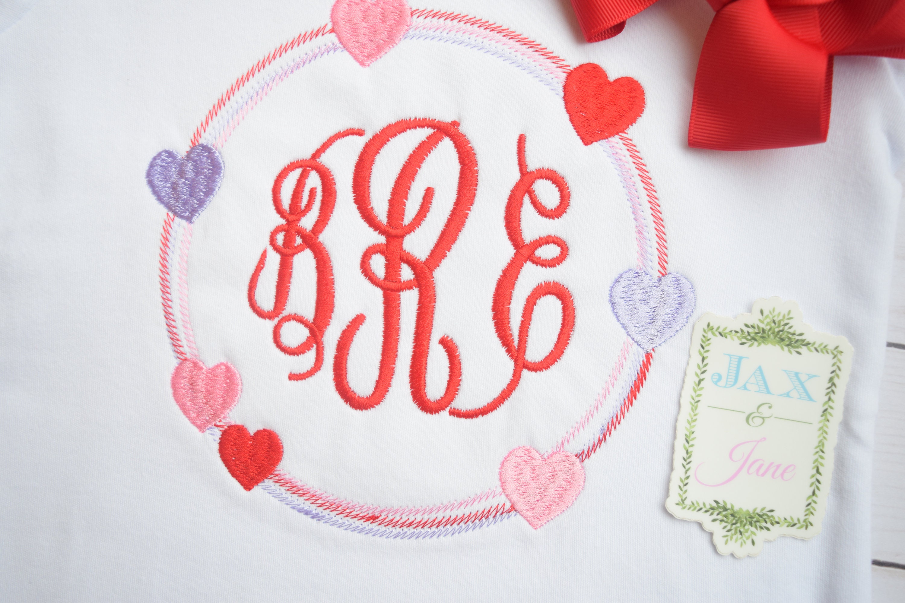 Valentine Embroidery Heart Circle Frame Heart Circle Monogram | Etsy