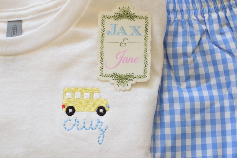 Satin Mini School Bus Embroidery Design, Mini School Bus Embroidery ...