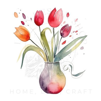 Vase of Tulip Clipart Bundle, Flower PNG, Sublimation Designs, Tulip ...