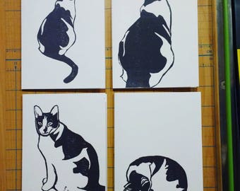 Cat block print | Etsy