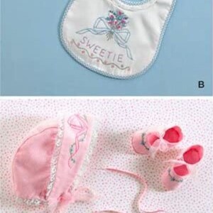Simplicity Sewing Pattern 2673, Baby Infant Bonnet Booties Bibs, US ...