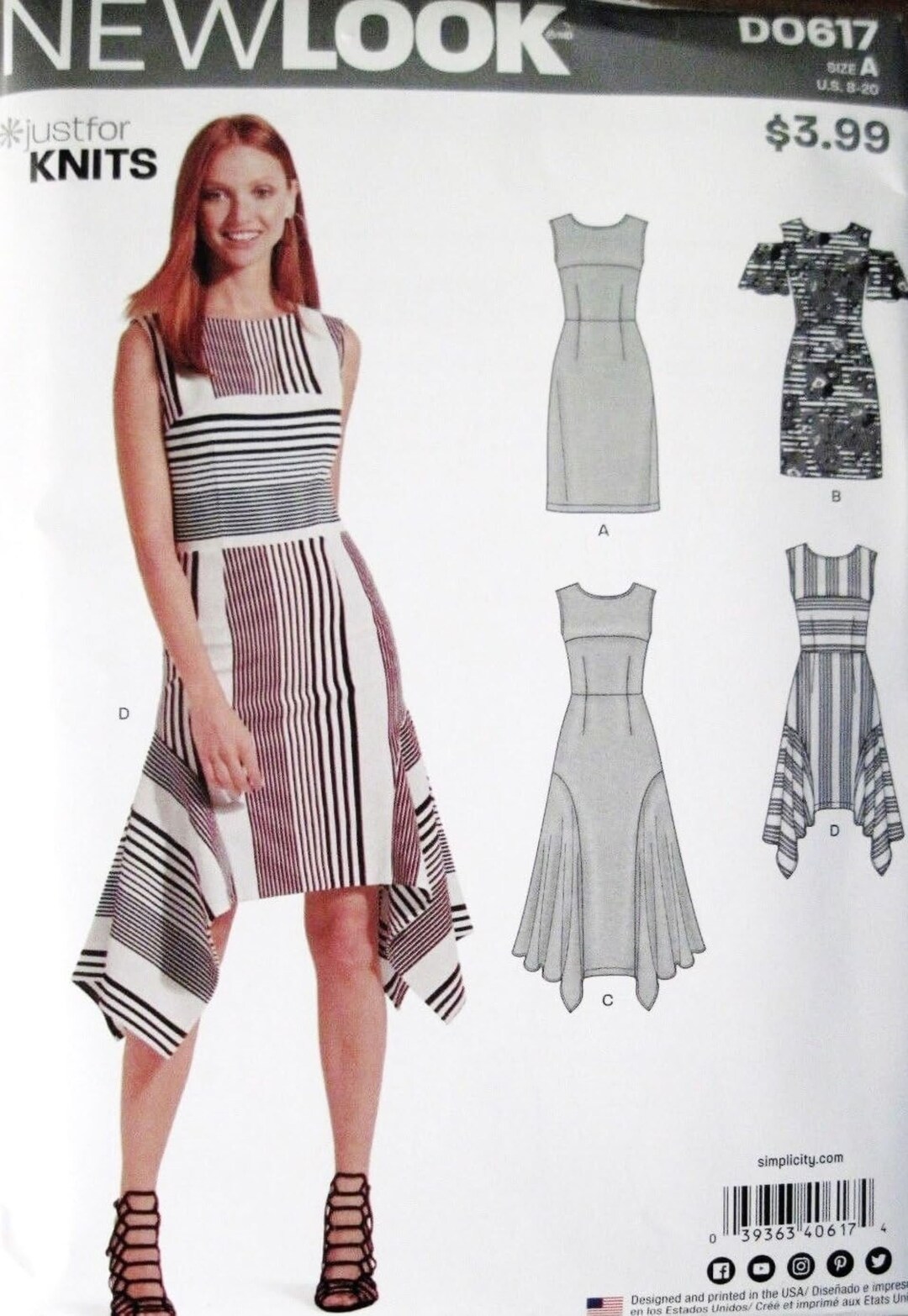 NEW LOOK Simplicity Sewing Pattern D0617 6495, Misses Casual Knit Dress ...