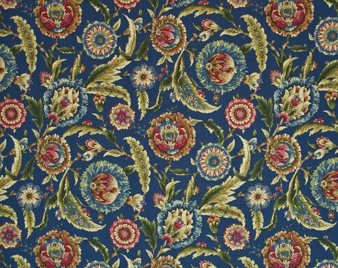 Waverly GRAND BAZAAR Floral JEWEL Blue Home Decor Drapery Curtain ...