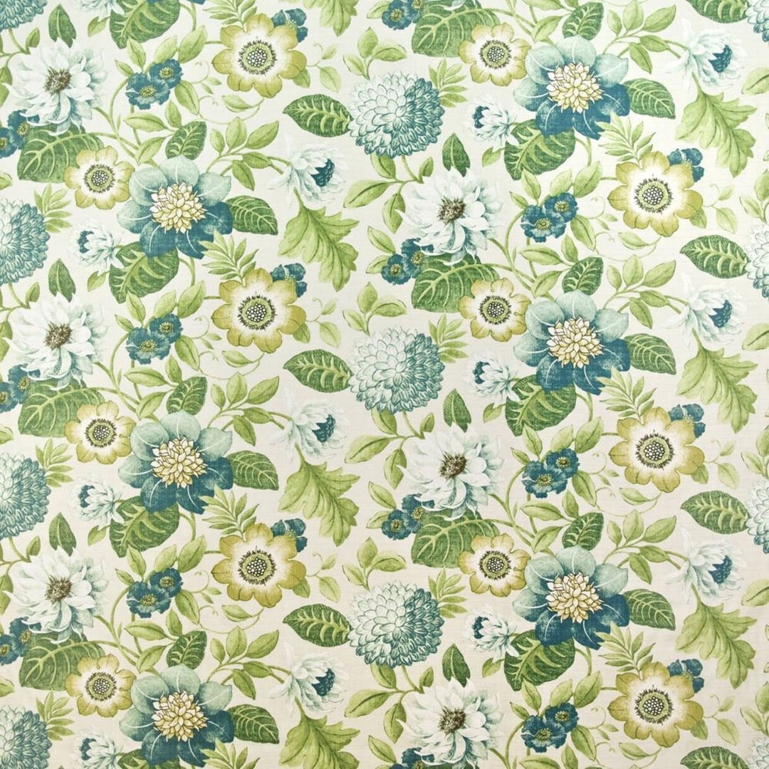 Mill Creek Raymond Waites MENDOZA Floral ALOE Home Decor Cotton Drapery ...