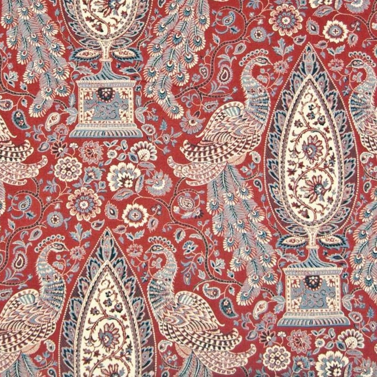 Waverly JEWEL TOWER Peacock Garden CURRANT Red Blue Home Decor - Etsy