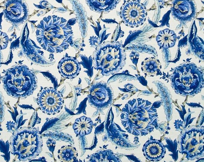 Waverly GRAND BAZAAR Floral MING Blue Home Decor Drapery Curtain ...
