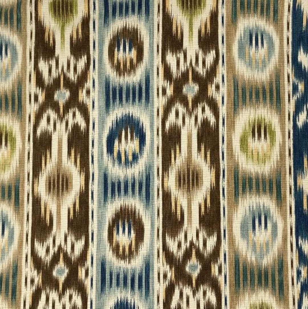 Braemore Tribal Ikat OCEAN Home Decor Cotton Drapery Upholstery Pillow ...
