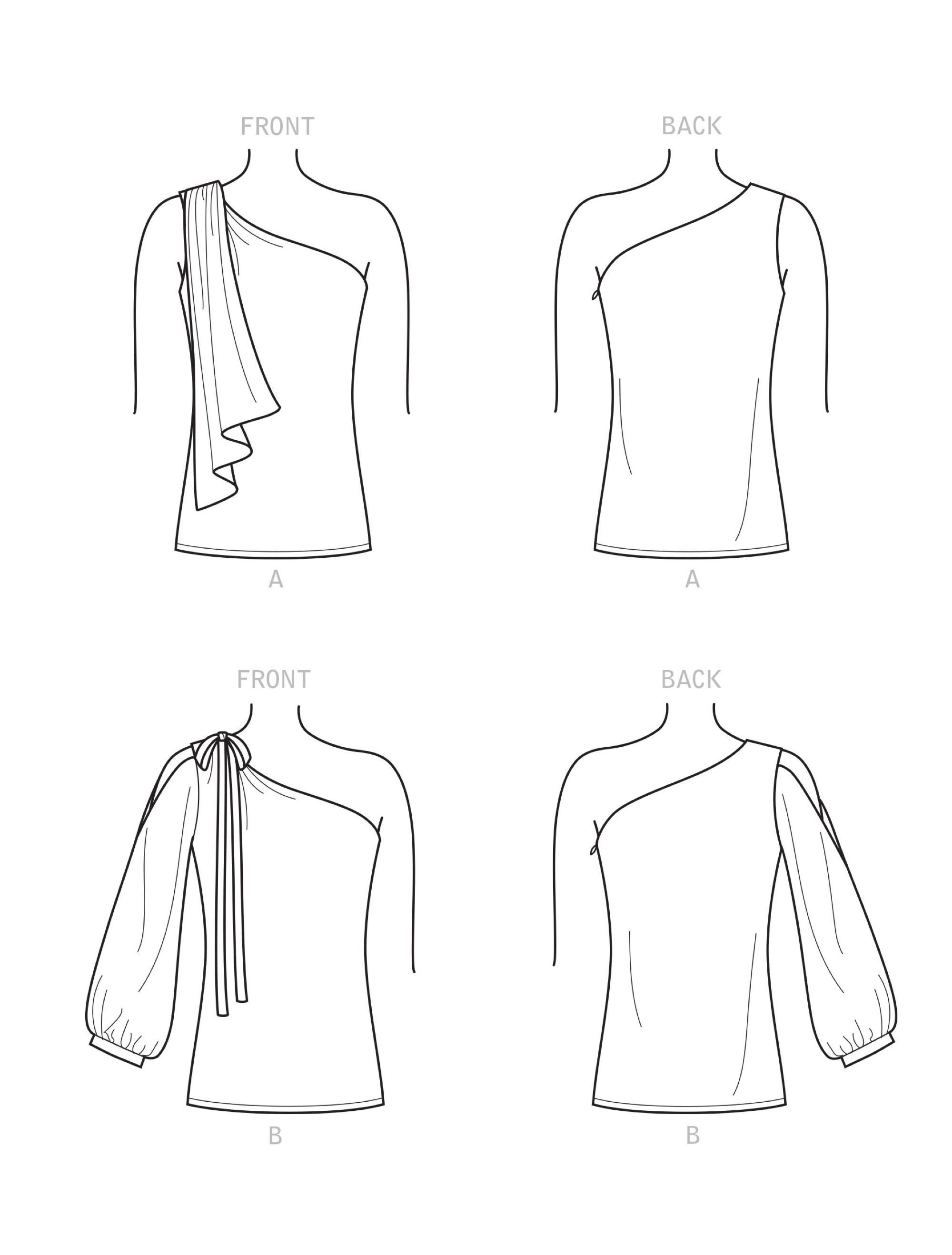 One Shoulder Top Sewing Pattern: Simplicity New Look N6701, US Size 6 ...