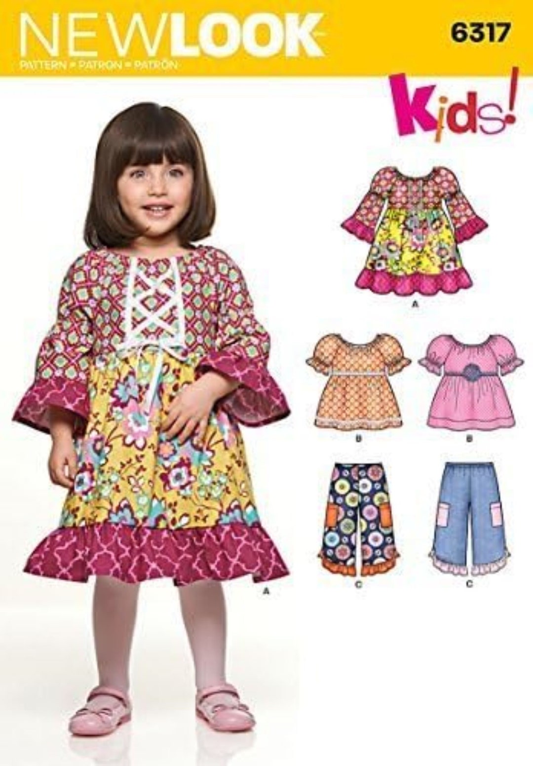 New Look Sewing Pattern S0609 6317, Child Summer Ruffle Dress Top Pants ...