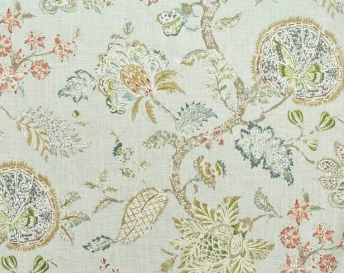 P Kaufmann FLORABUNDA Jacobean Floral OATMEAL Home Decor Drapery ...