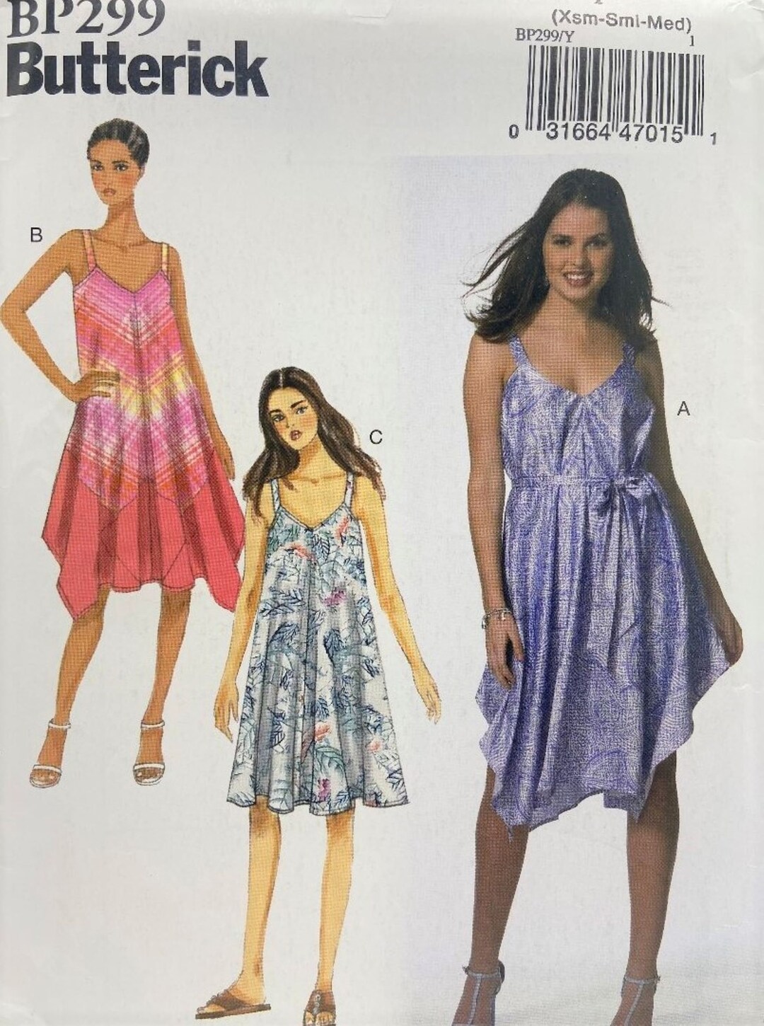 Butterick Sewing Pattern BP299, Misses Handkerchief Slip Dress, US Size ...