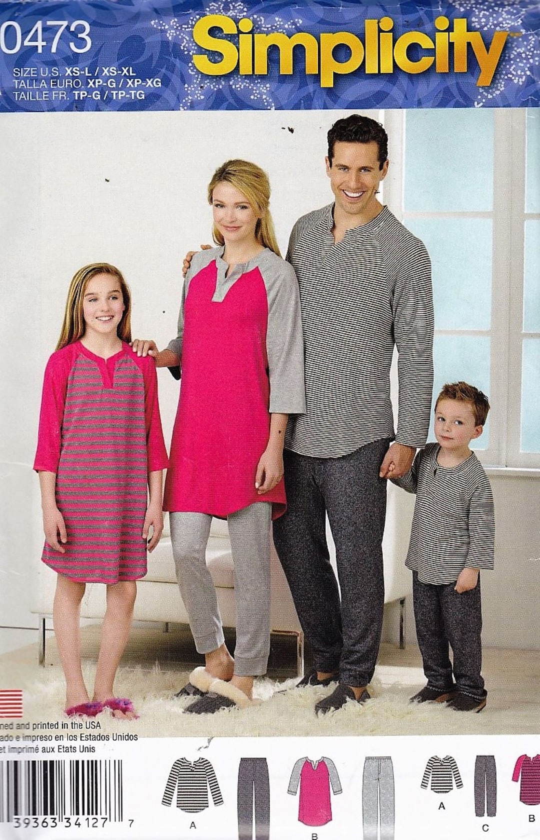Simplicity Sewing Pattern J0473, Child Teen Adult Knit Top Pants ...