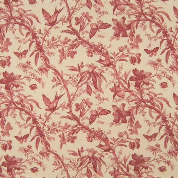 P Kaufmann AVIARY TOILE Butterfly Bird Flower MADDER Red - Etsy