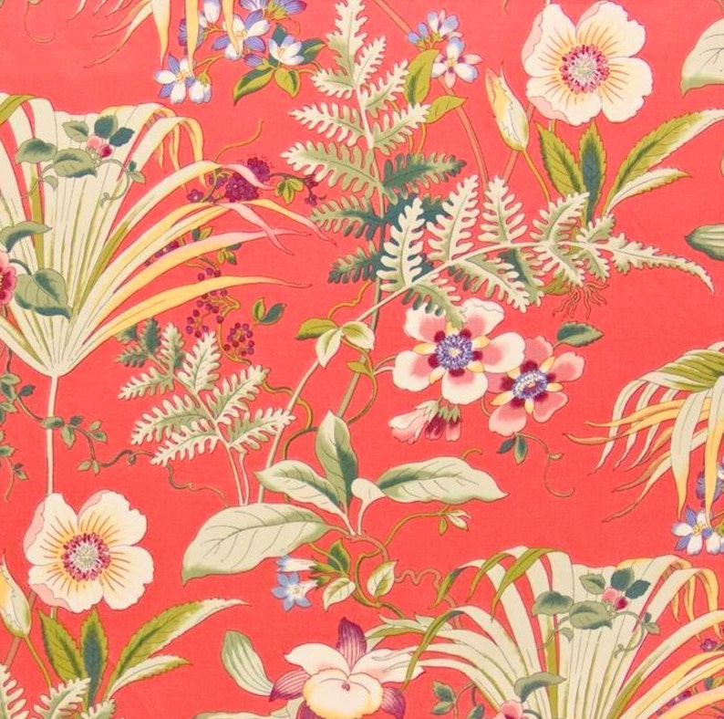 Jay Yang Tropical FLORAL Palm JAMAICA CORAL Home Decor Drapery - Etsy