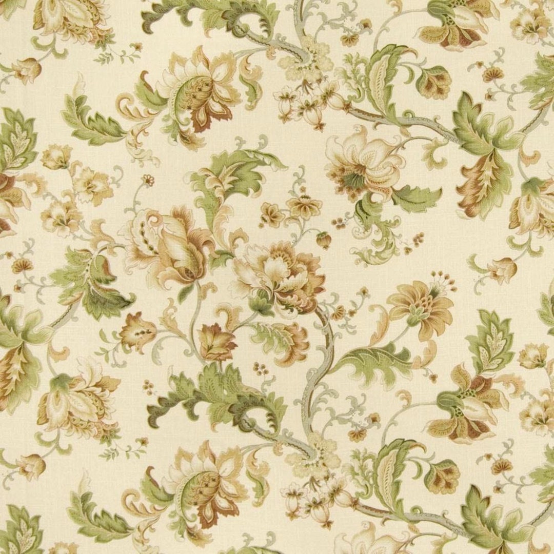 Mill Creek Jacobean Floral GARDEN Home Decor Linen Drapery Upholstery ...