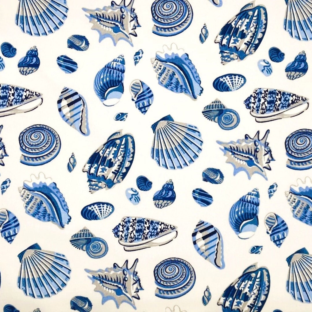 Waverly LOW TIDE Beach Seashells MARINER Home Decor Cotton Drapery ...