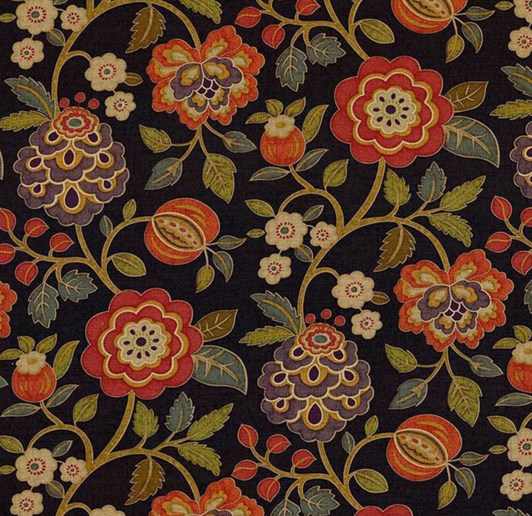 Mill Creek Raymond Waites TANGEI Floral ONYX Home Decor Cotton Drapery ...