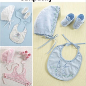 Simplicity Sewing Pattern 2673, Baby Infant Bonnet Booties Bibs, US ...