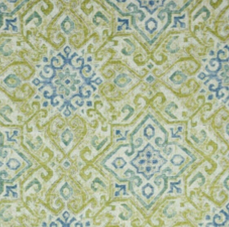 Covington Magnolia SOLEM Medallion ISLE WATERS Blue Lime Green | Etsy