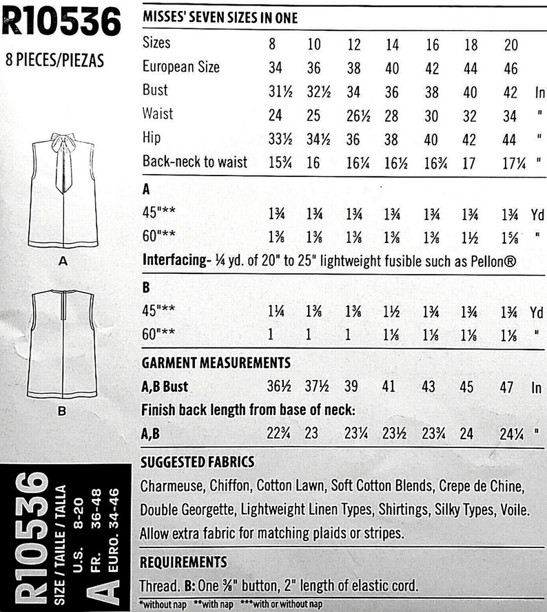 Simplicity Sewing Pattern R10536: Misses' Gathered Front Top (US 8-20 ...