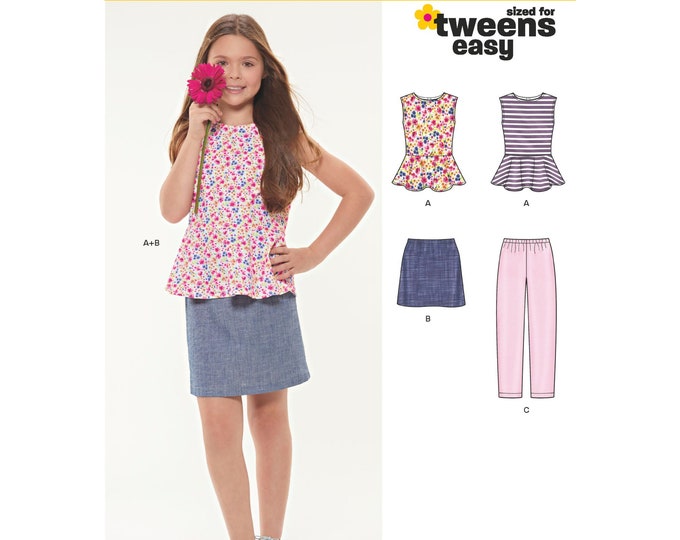 NEW LOOK Simplicity Sewing Pattern D0815 6549, Girl Teen Top Skirt Slim ...