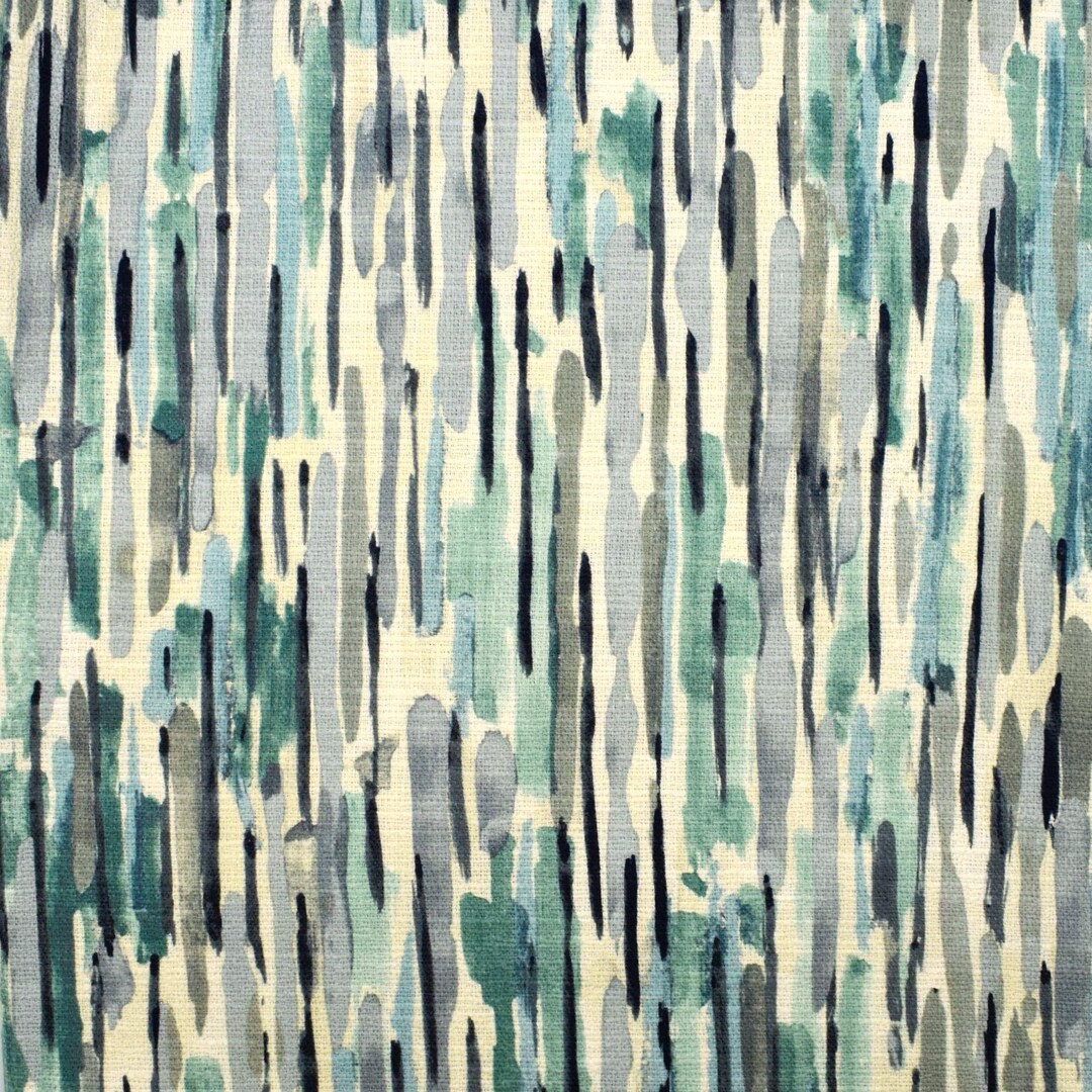 Blue Contemporary Brushstroke Cotton Drapery Upholstery Pillow Fabric ...