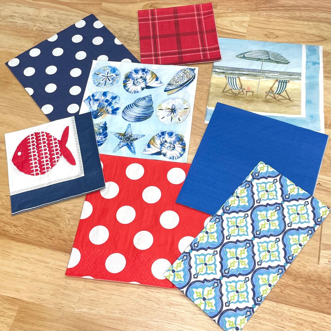 Sitting by the Ocean Napkin Bundle, Beach Napkins, Summer Napkins ...